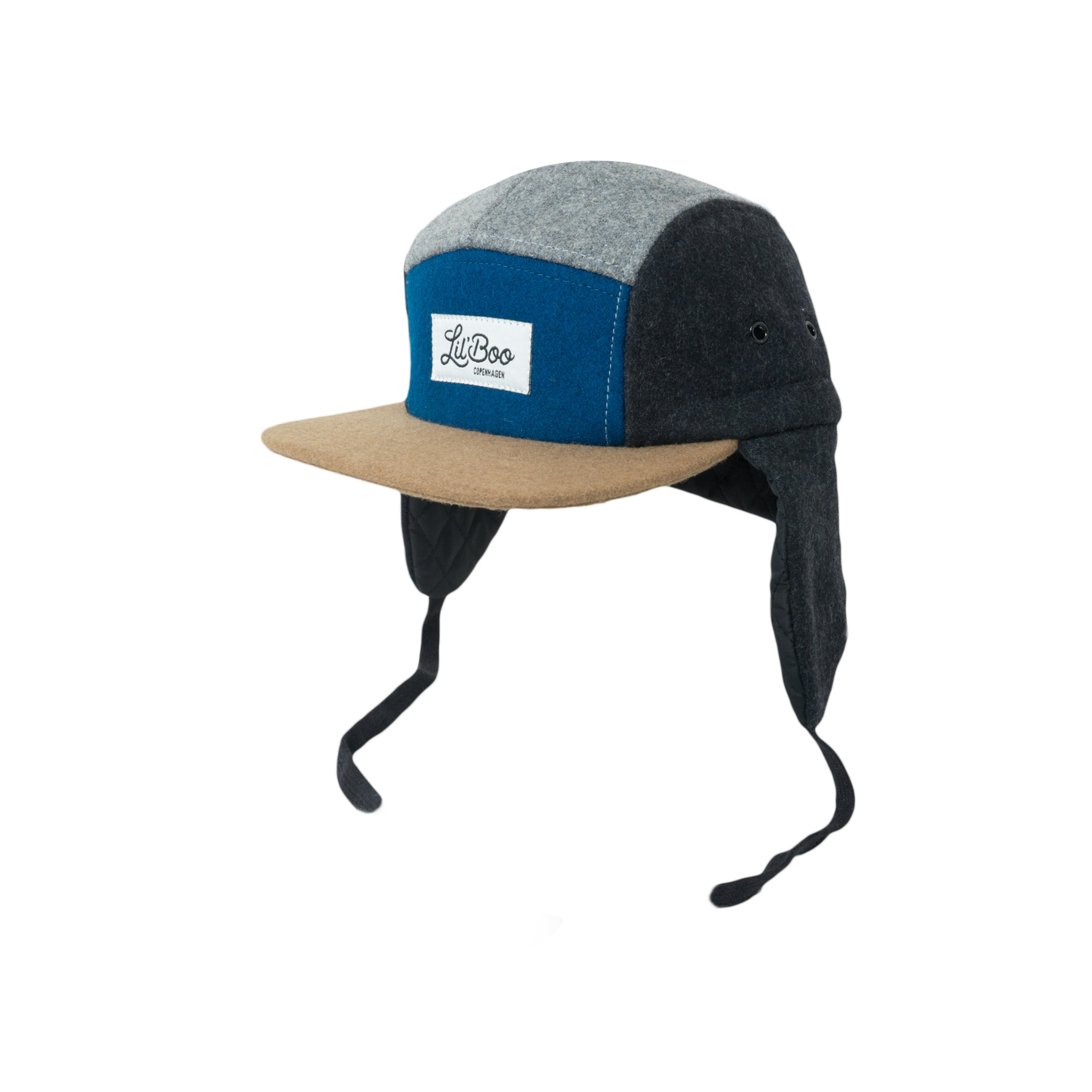 Wool Block 5 Panel W. Ears - Grey/Blue – Lil' Boo